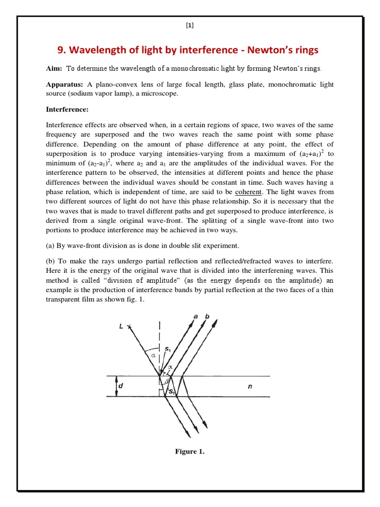 PH1030 Expt 9 Newtons Rings | PDF | Interference (Wave Propagation) | Waves