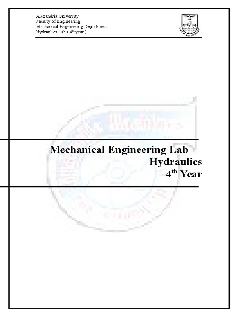 Hydraulics Lab Experiments at Alexandria University | PDF | Chemical ...
