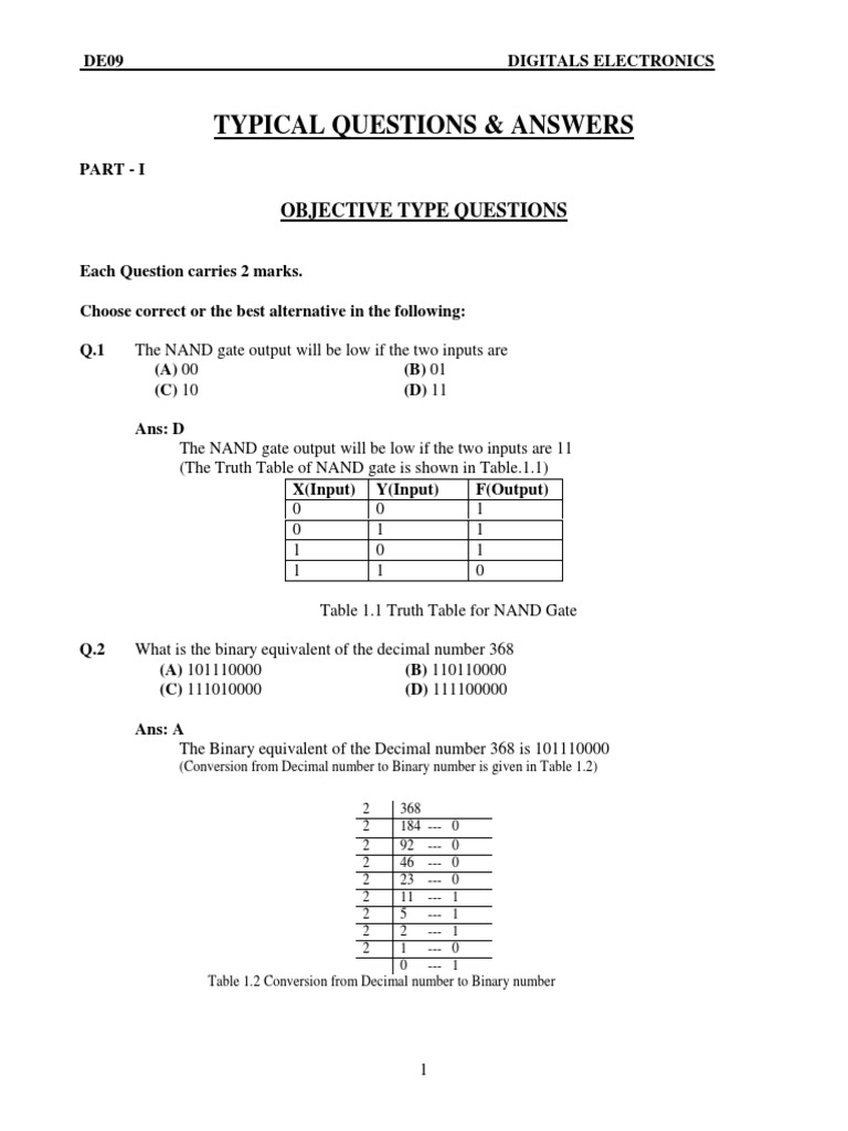 Digital Electronics Exercises With Answers | PDF | Logic Gate ...