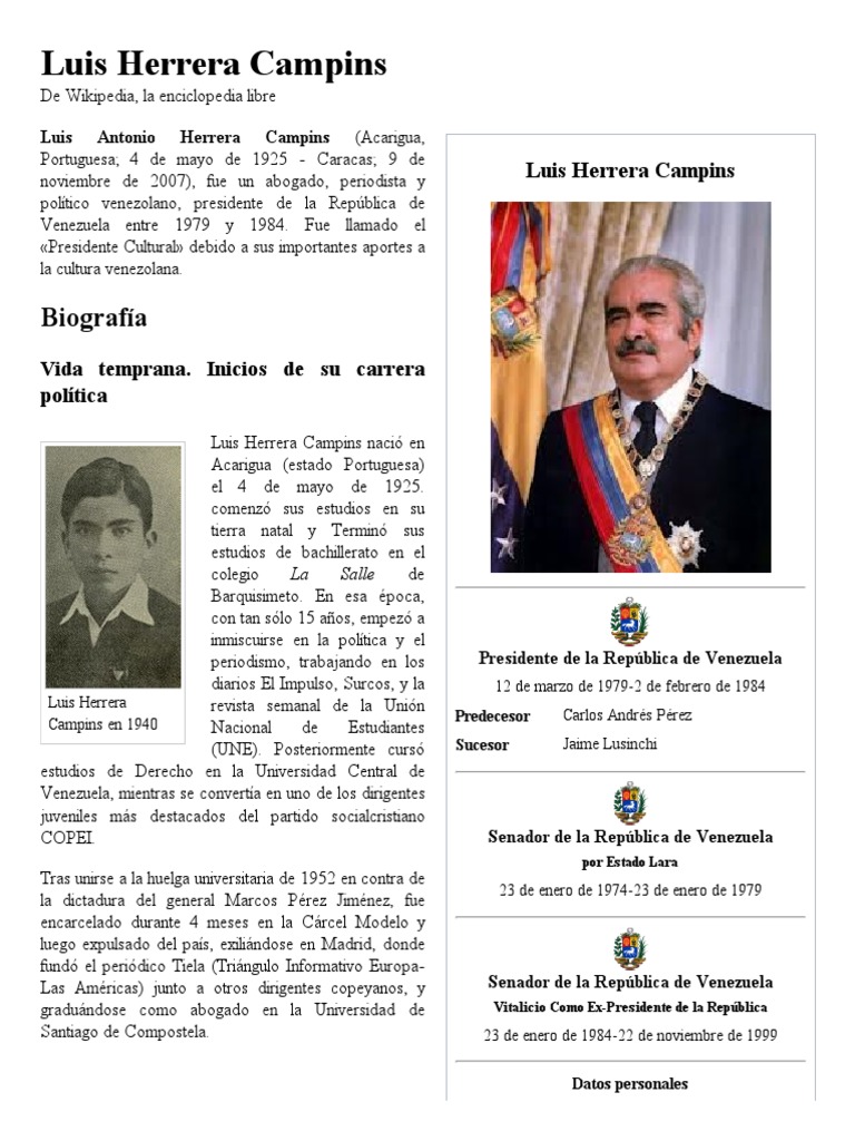 Luis Herrera Campins - Biografia Luis Herrera Campins - Biografia