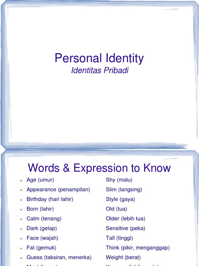 Personal Identity: Identitas Pribadi | PDF