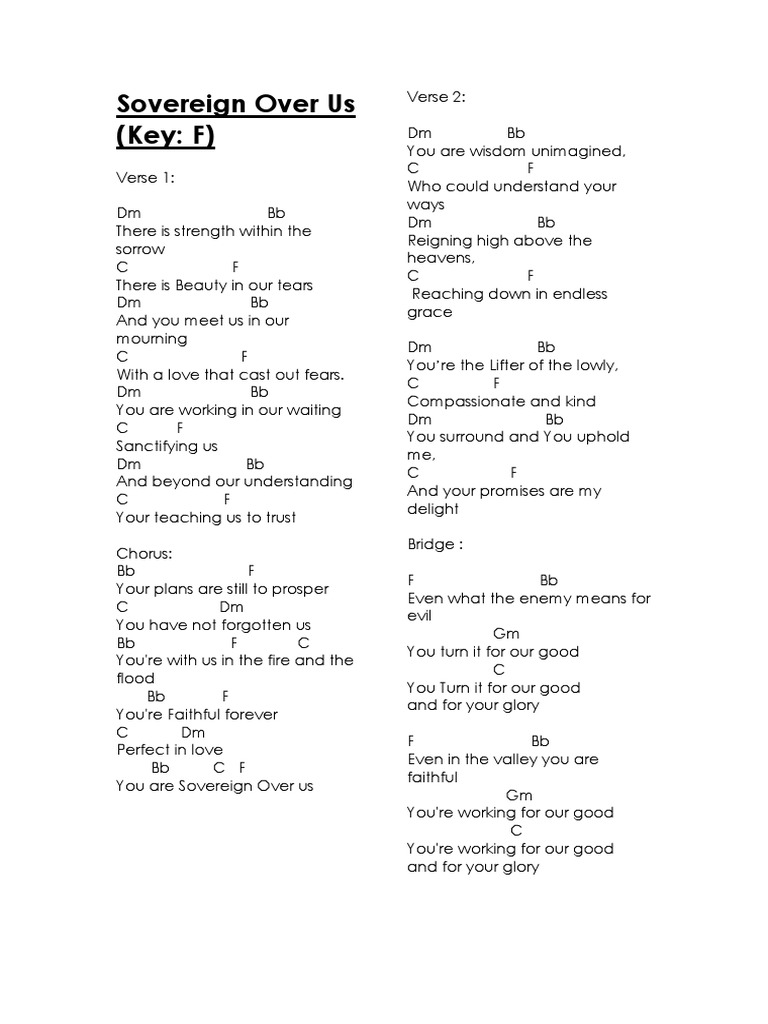 Sovereign Over Us Lyrics and Chords | PDF