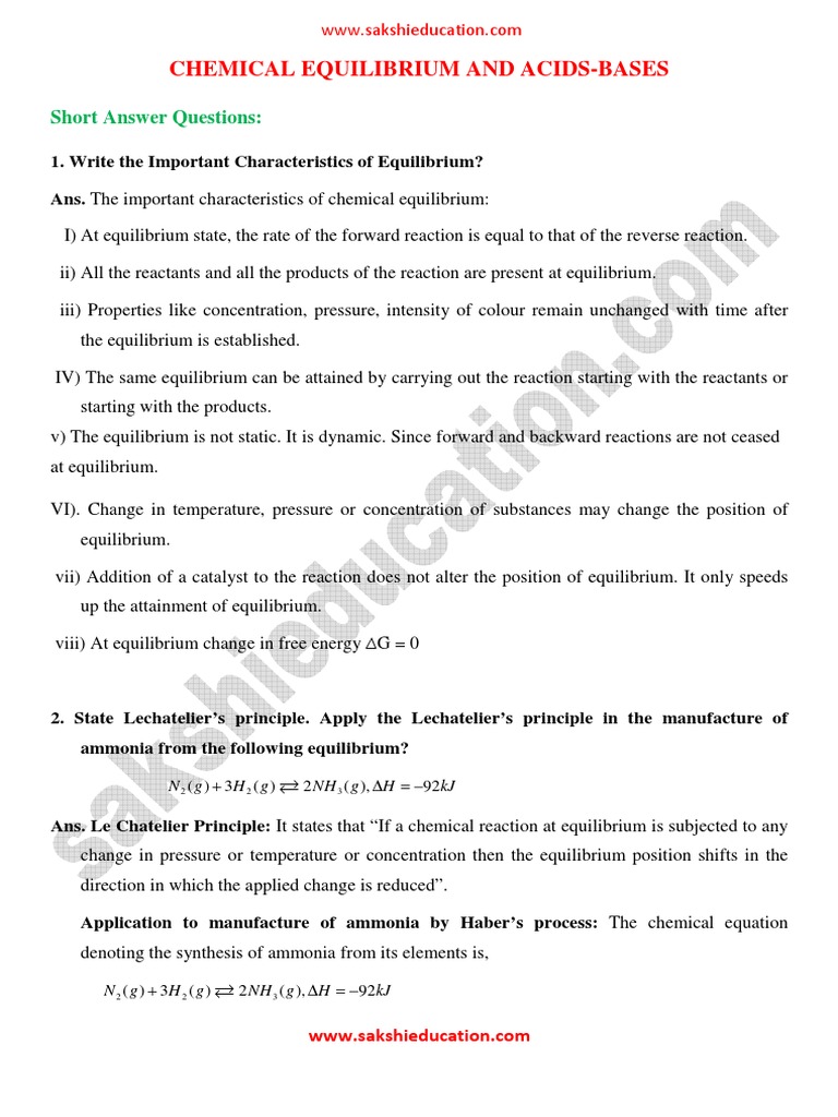Chemical Equilibrium and Acids Bases | PDF | Chemical Equilibrium | Acid