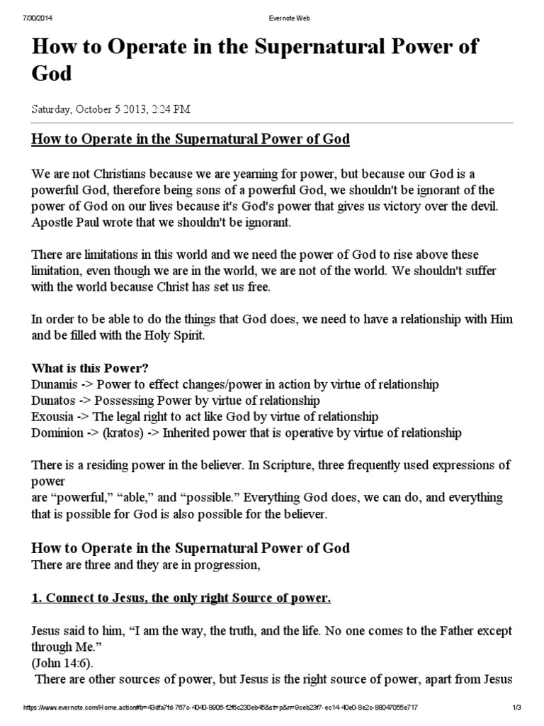 How To Operate in The Supernatural Power of God | PDF | Compassion | Jesus