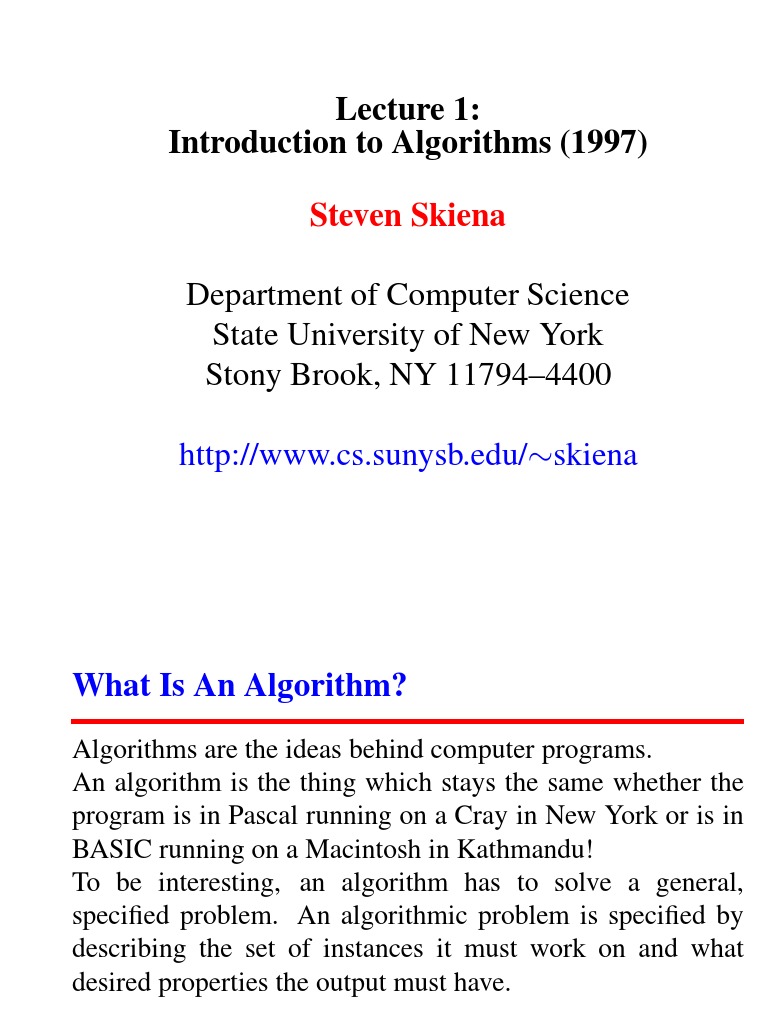 Introduction To Algorithms (1997) : Steven Skiena | PDF | Algorithms | Computational Complexity ...