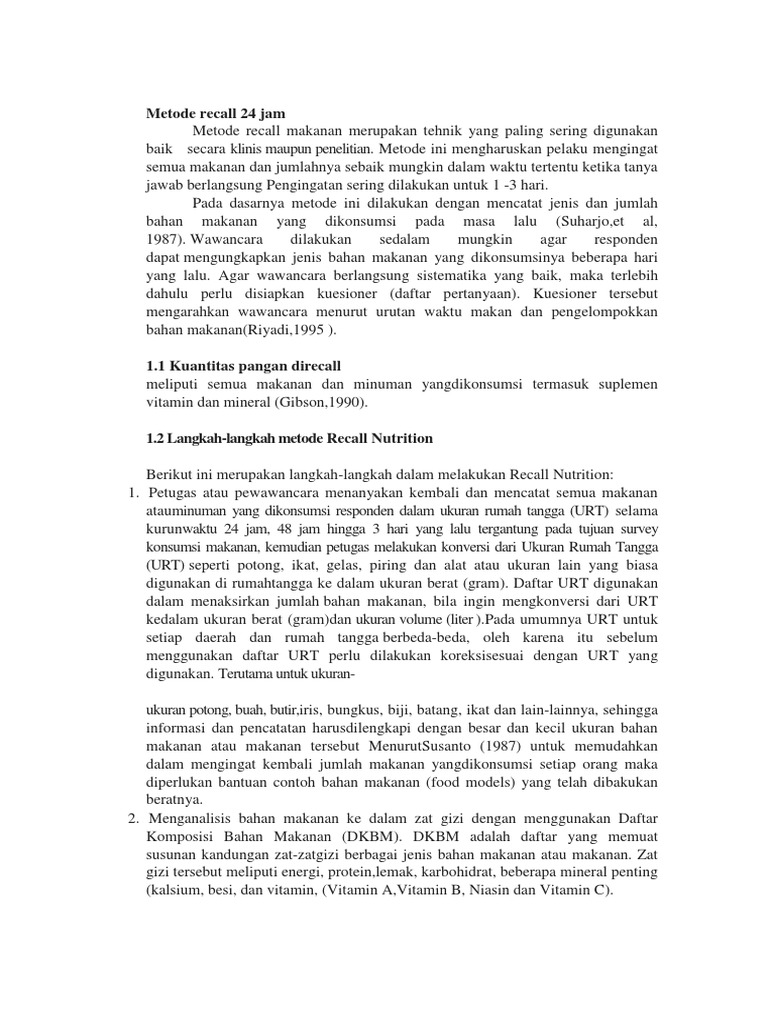 Metode Recall 24 Jam | PDF