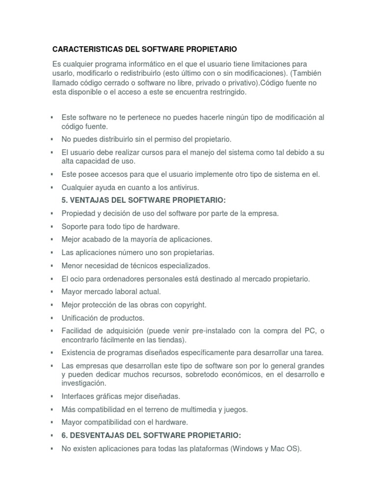 Caracteristicas Del Software Propietario | PDF | Software propietario ...