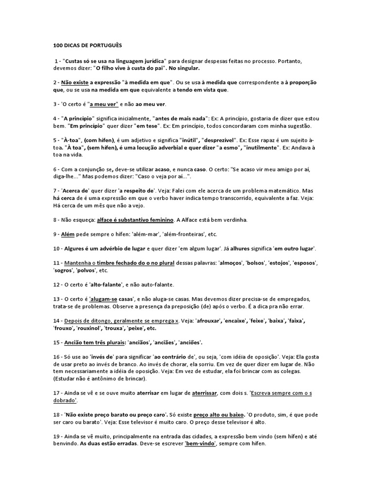 100 Dicas de Português | Download grátis PDF | Plural | Português (idioma)