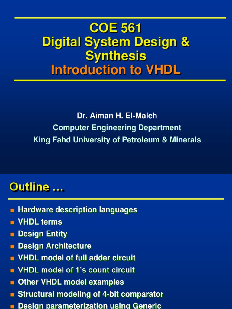 Introduction To VHDL | PDF | Hardware Description Language | Vhdl