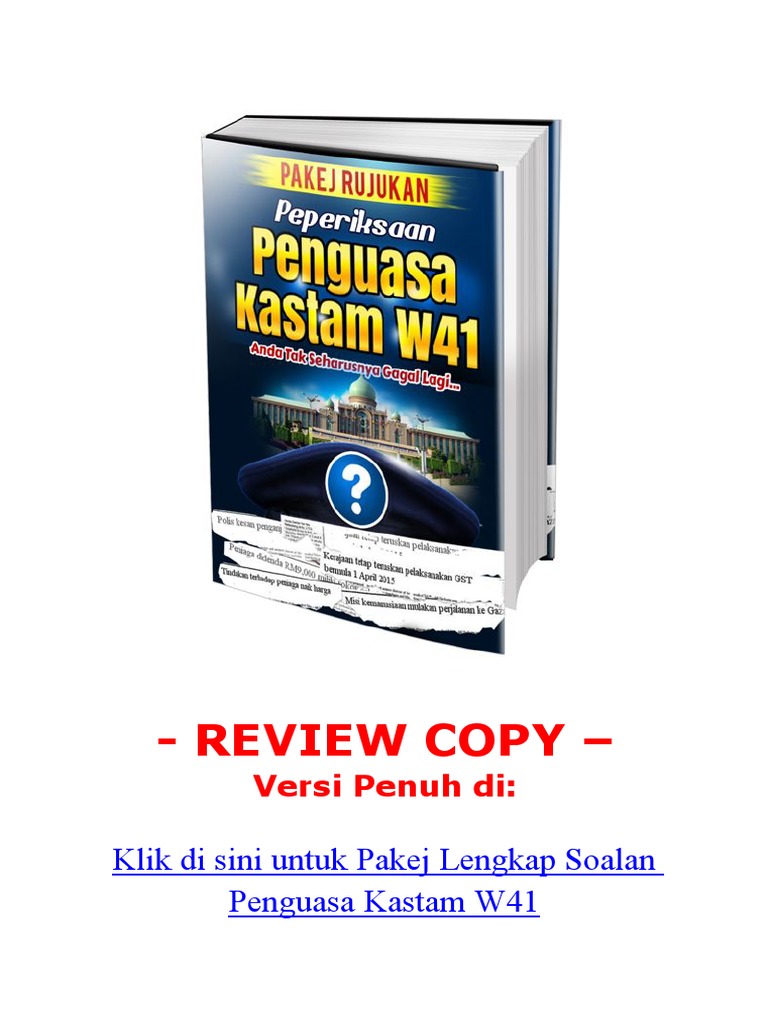 Contoh Soalan Exam Penguasa Kastam W41 | PDF