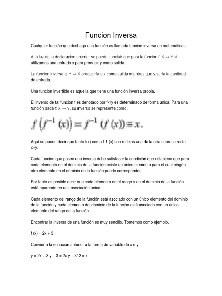 Funcion Inversa | PDF | Función (Matemáticas) | Logaritmo