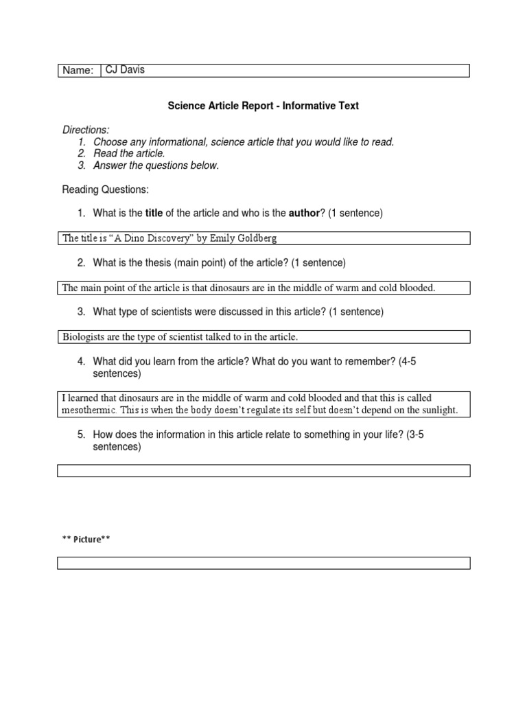 Science Article Report | PDF | Science & Mathematics