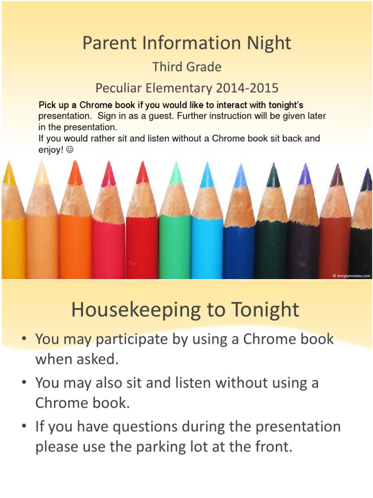 Third Grade Parent Info Night Guide | PDF | Educational Assessment ...