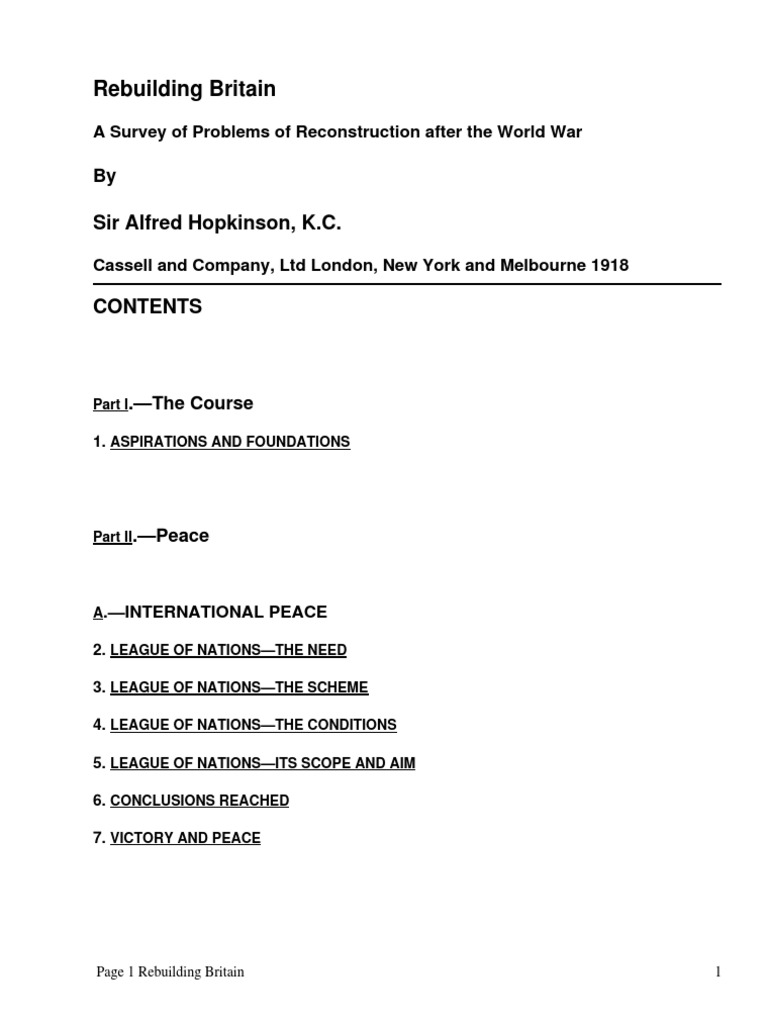 Rebuilding BritainA Survey of Problems of Reconstruction After The ...