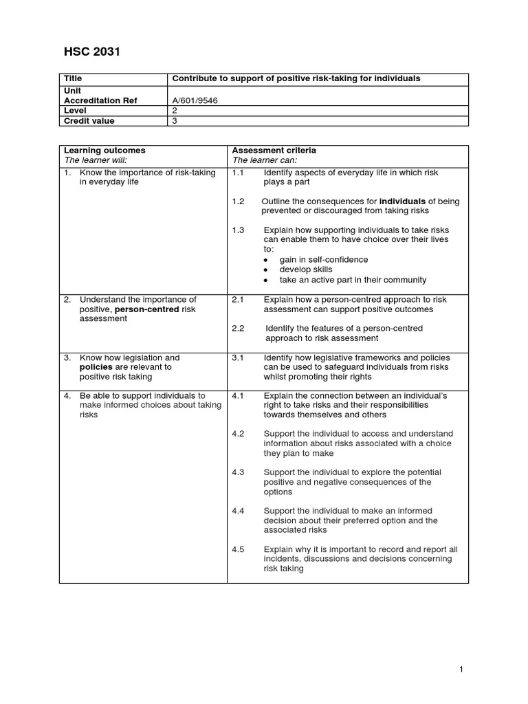 009_HSC_2031_ | Risk | Educational Assessment