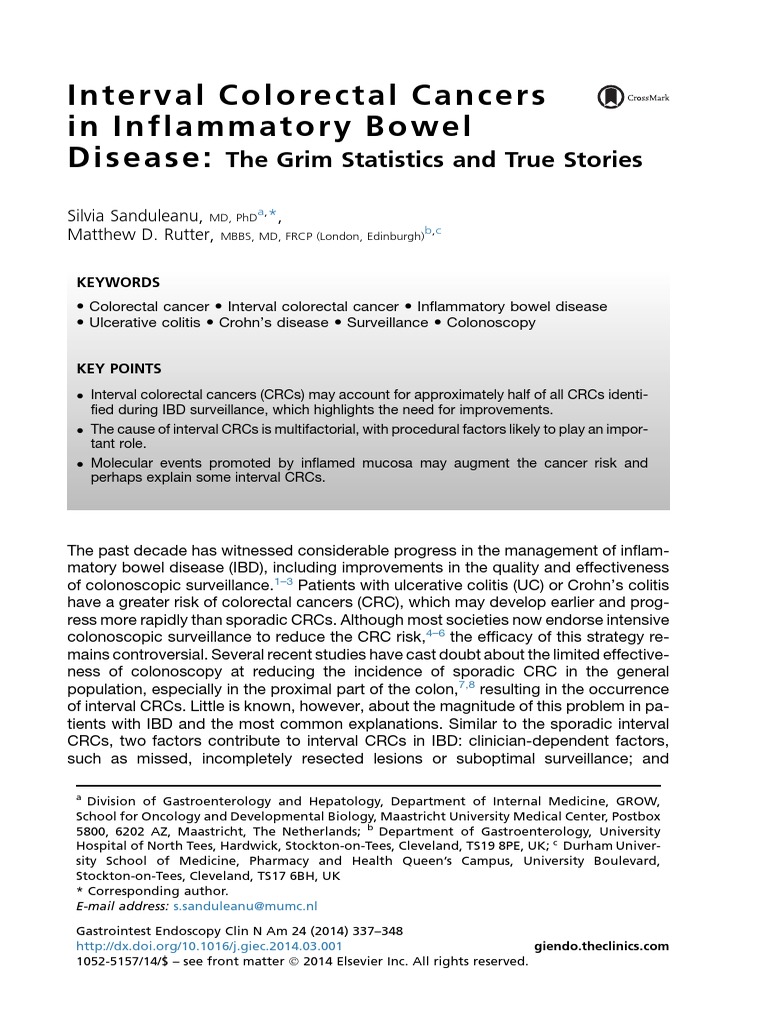 Interval Colorectal Cancers in Inflammatory Bowel Disease: The Grim Statistics and True Stories ...