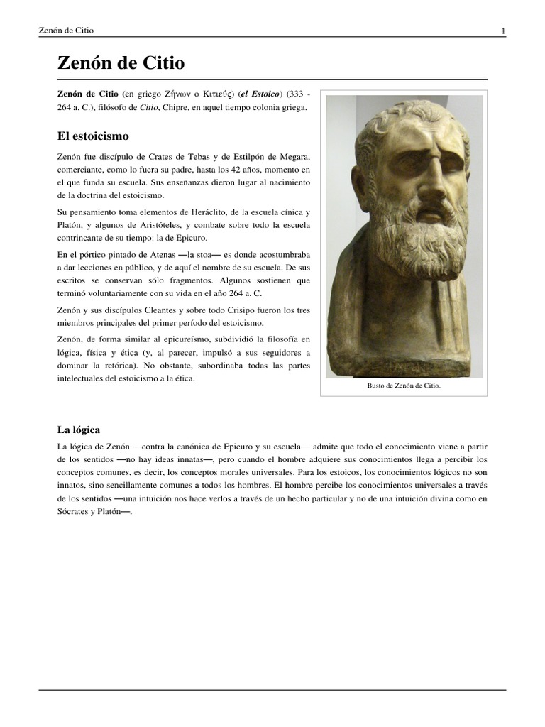 Zenón de Citio y el Estoicismo | PDF | Estoicismo | Metafísica