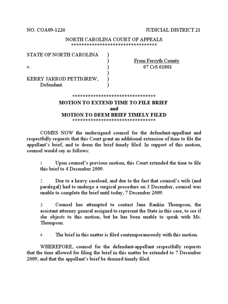 Motion to Extend Time for Brief Filing | PDF | Virtue | Social Institutions