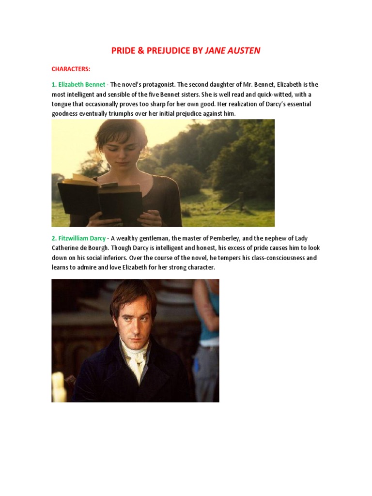 Pride & Prejudice Character Guide | PDF