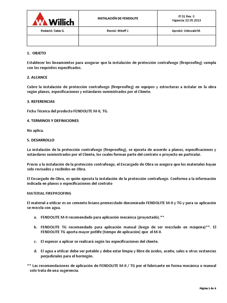 IT 01 Instalacion de Fendolite | PDF | Pintar | Revestimiento