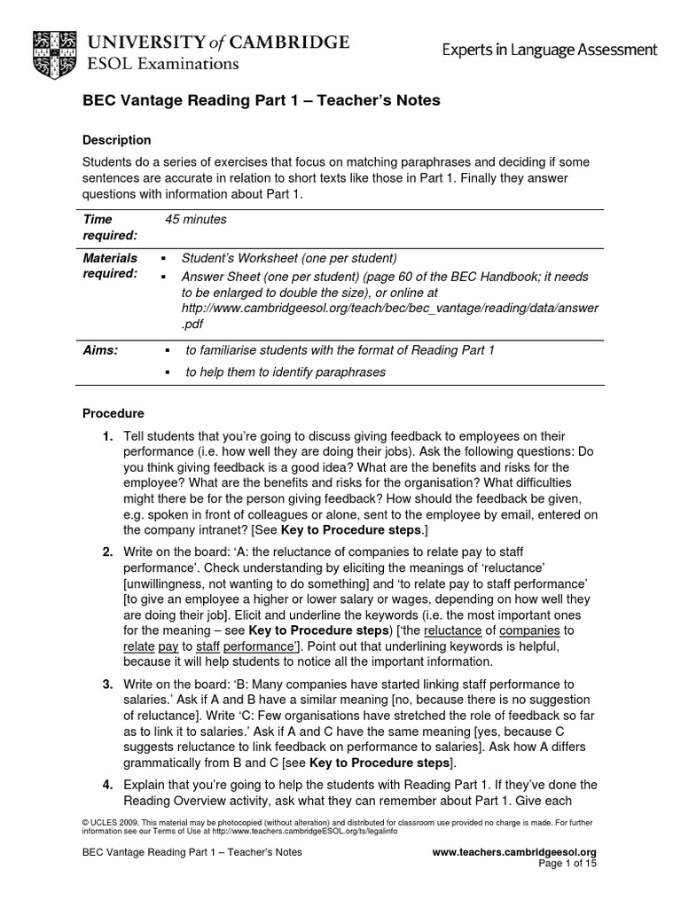 Bec V Reading Part 1 | PDF | Retail | Employment
