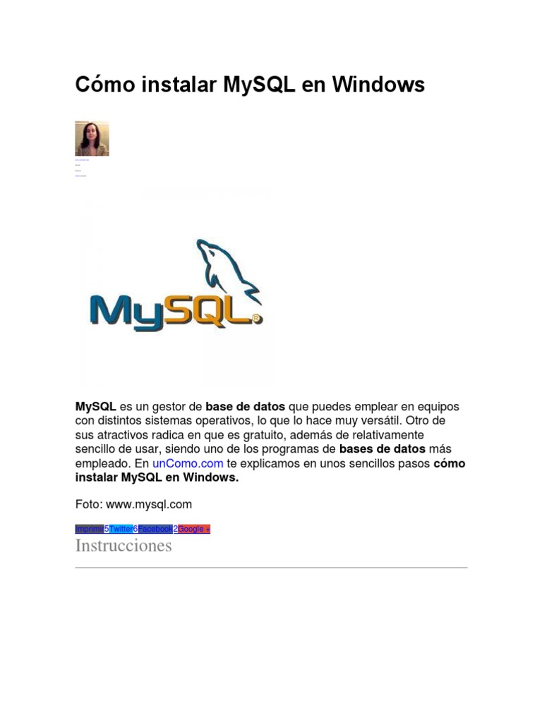 Cómo Instalar MySQL en Windows | PDF | Mi sql | Microsoft Windows
