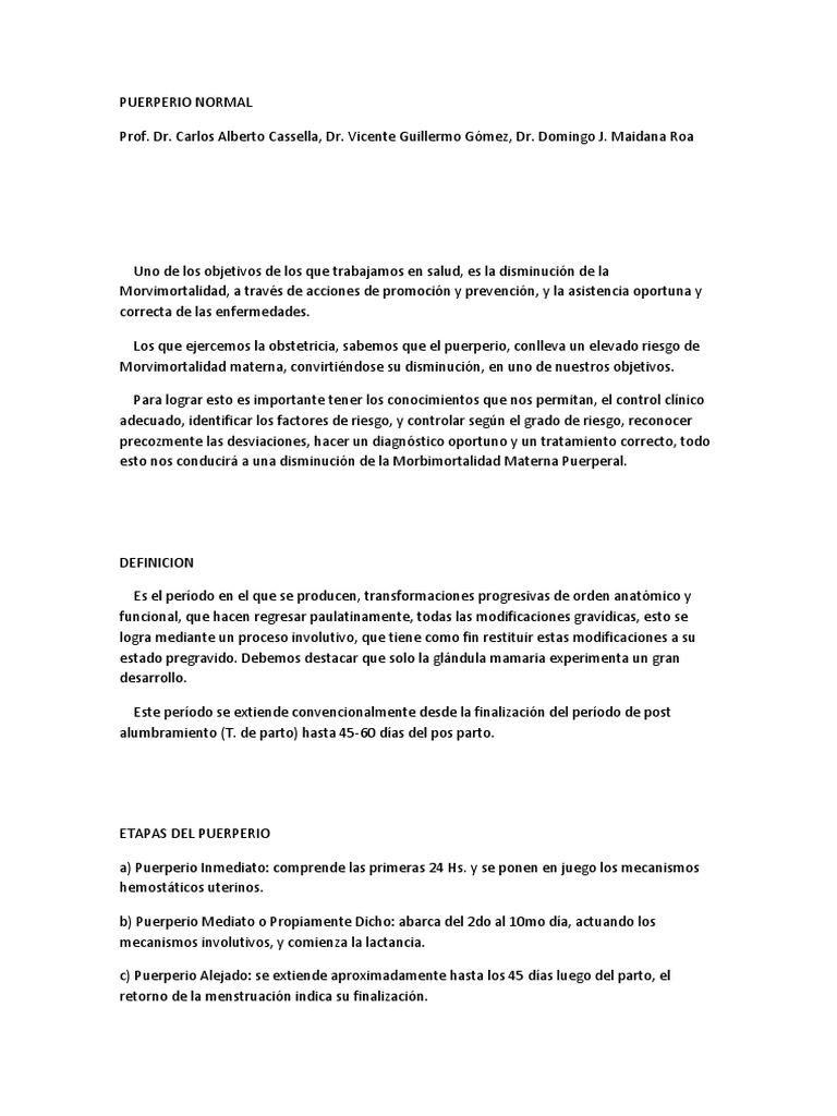 Puerperio Inmediato | PDF | Periodo posparto | Parto
