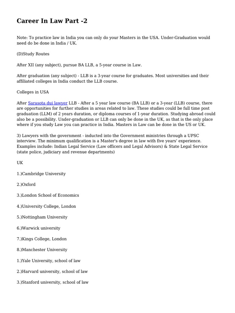 Career in Law Part - 2 | PDF | Law School | Lawyer