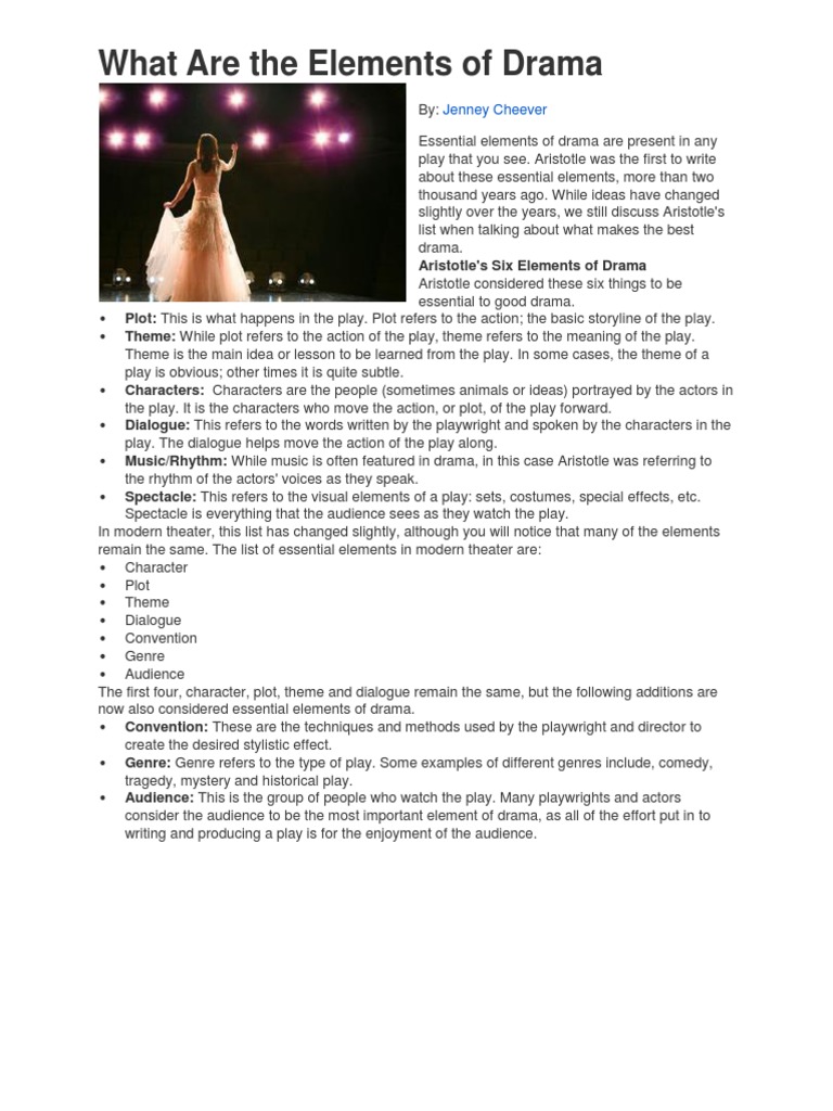 Essential Elements of Drama Explained | PDF | Play (Theatre) | Monologue