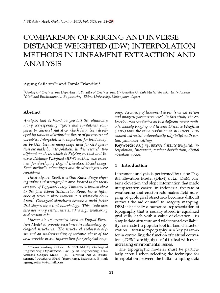 Comparison of Kriging and IPD | PDF | Interpolation | Topography