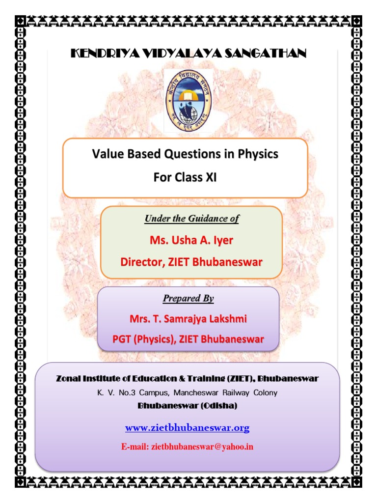 Value Based Questions in Physics Class Xi | PDF