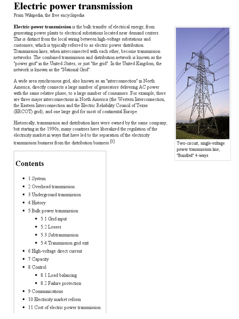 Electric Power Transmission - Wikipedia, The Free Encyclopedia | PDF ...