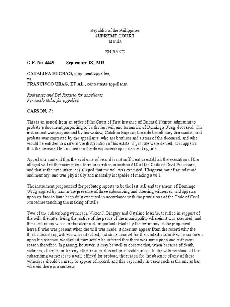 Bugnao Vs Ubag | PDF