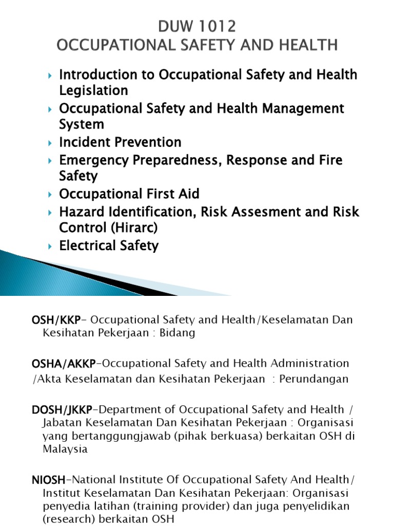 Osha Note Topic 1 | PDF | Occupational Safety And Health Administration ...