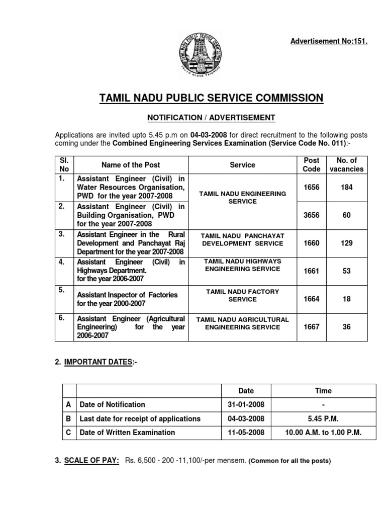 TNPSC Vision Standards for Engineers | PDF | Engineering | Test ...