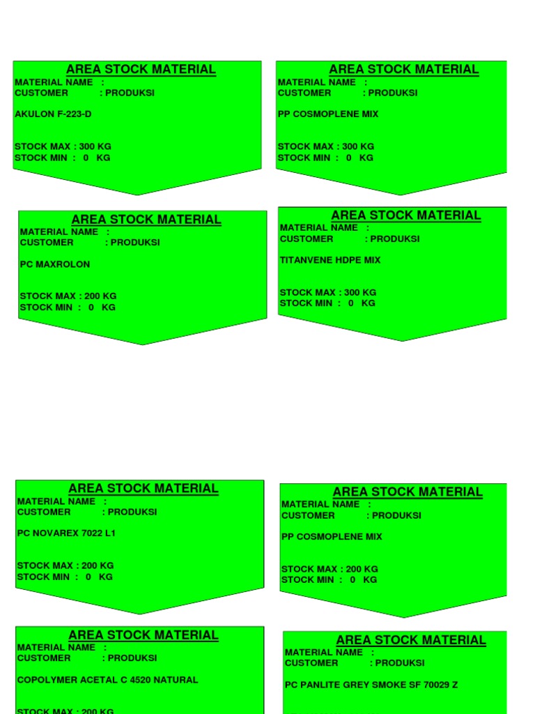 Area Stock Material Inventory List | PDF | Science & Mathematics