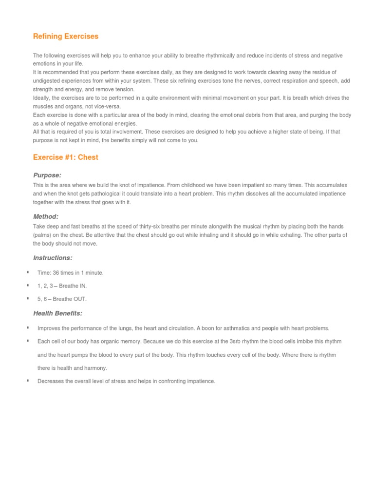 Breathing - Refining Exercise | PDF | Breathing | Physical Exercise