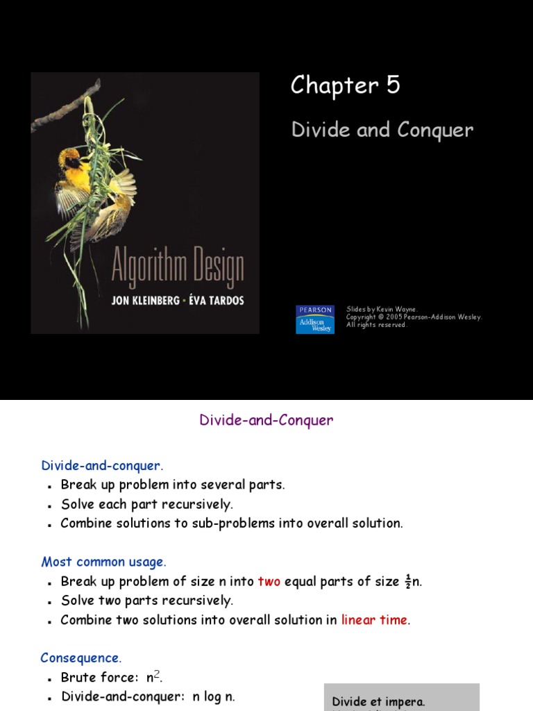 Divide and Conquer: Slides by Kevin Wayne. All Rights Reserved | PDF ...