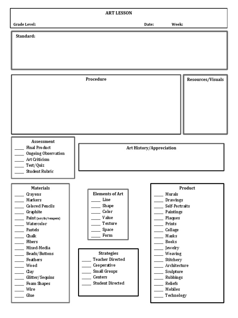 Art Lesson Plan Template | PDF