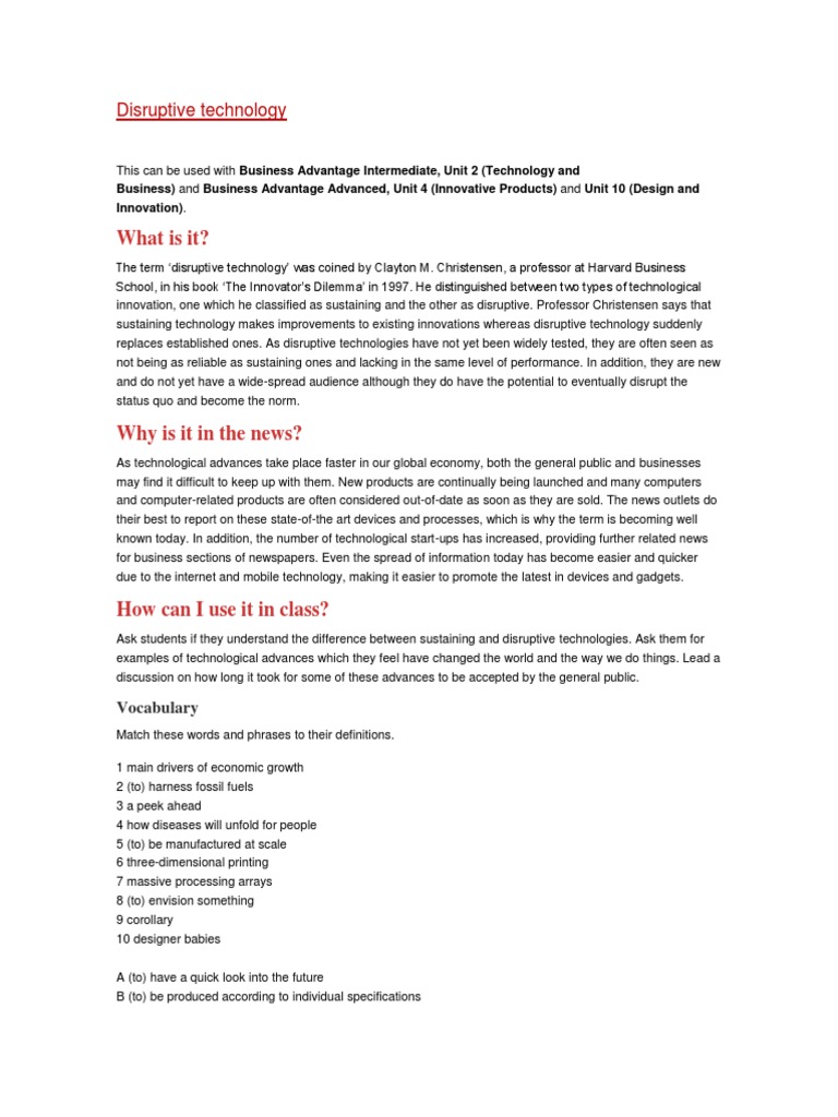 Understanding Disruptive Technology | PDF