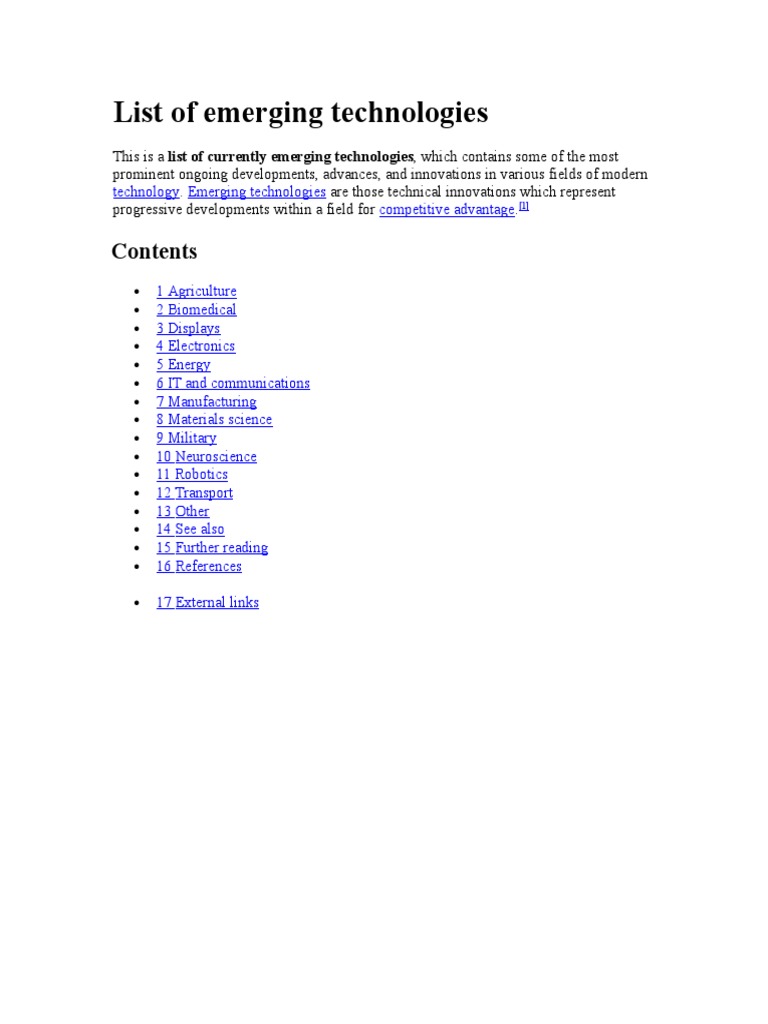 List of Emerging Technologies | PDF | Nuclear Power | Fuels