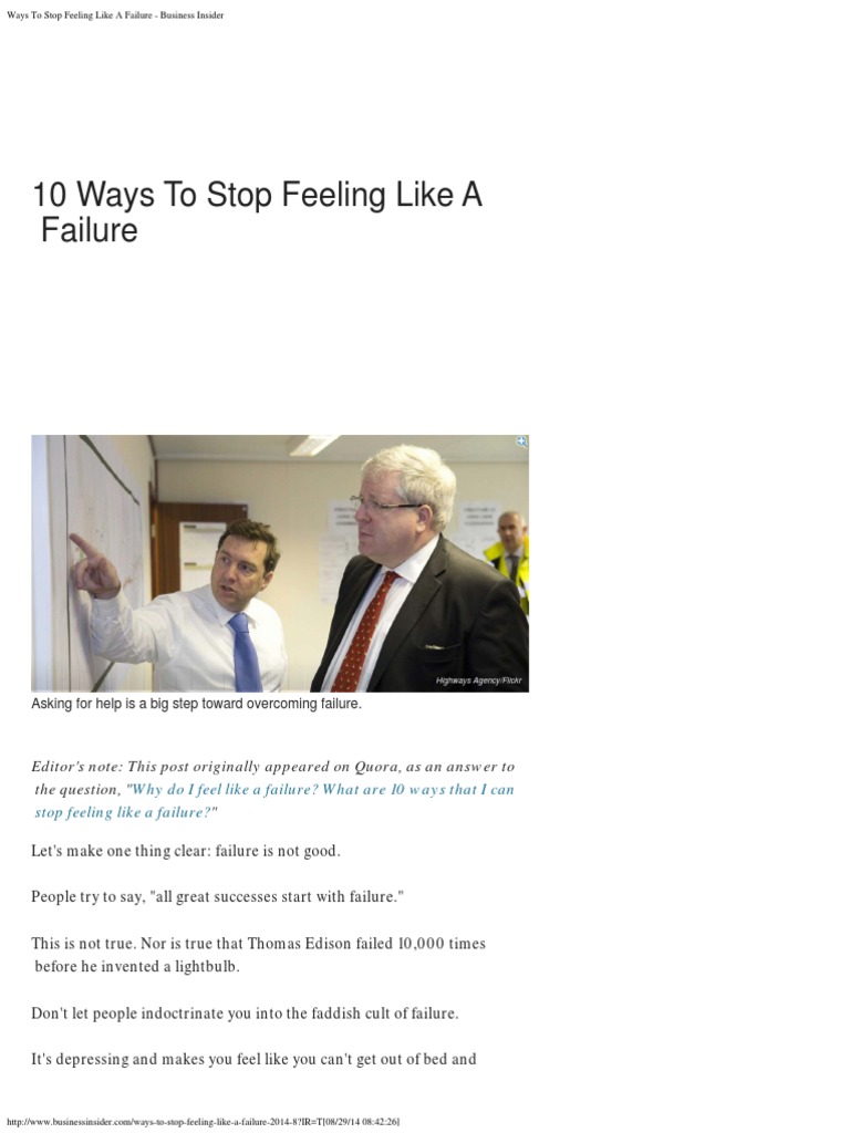 Ways To Stop Feeling Like A Failure | PDF | Wellness | Medical
