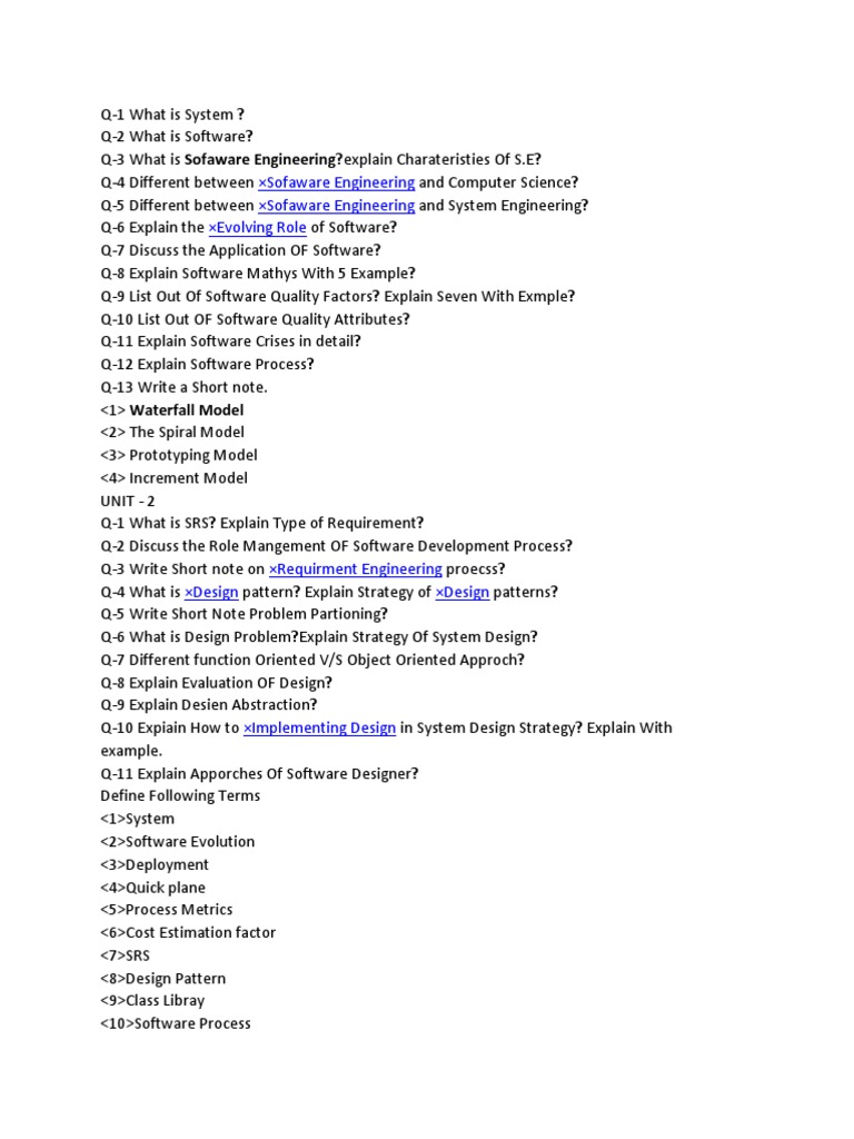 Question Bank Software Engineerning | PDF | Software Quality | Software ...