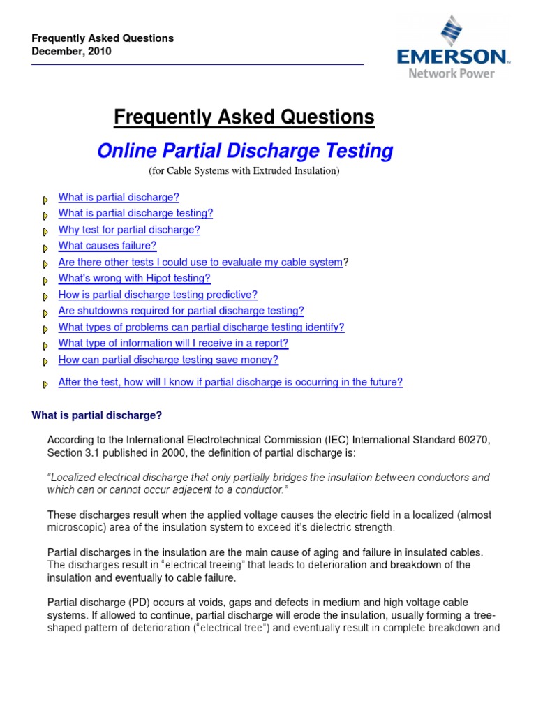 Online Partial Discharge Faqs - Dec2010 | PDF | Insulator (Electricity ...