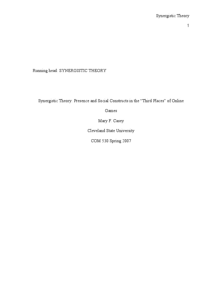 Synergy Theory | PDF | Mass Media | Technological Convergence