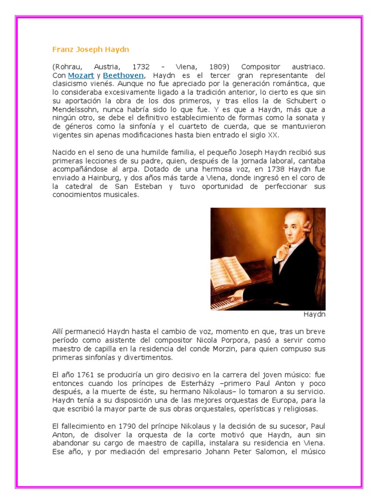 Franz Joseph Haydn | PDF | Música clásica | Entretenimiento (general)