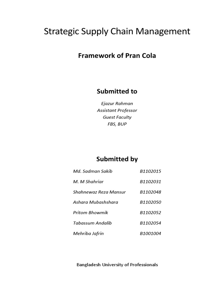 Assignment On Pran Cola | PDF | Strategic Management | Supply Chain