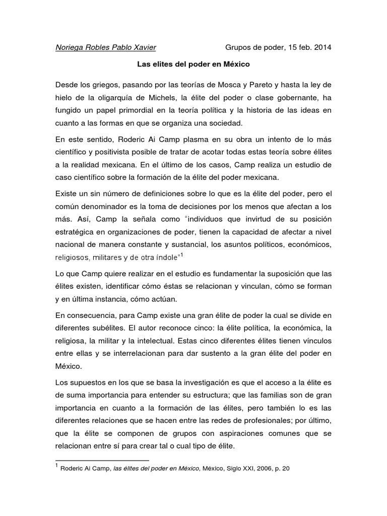 Análisis de la estructura y formación de las élites de poder en México ...