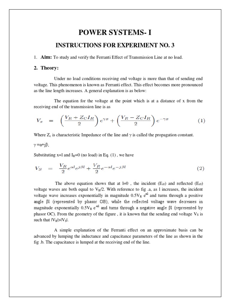Ferranti Effect Practical | PDF | Electric Power Transmission | Transmission Line