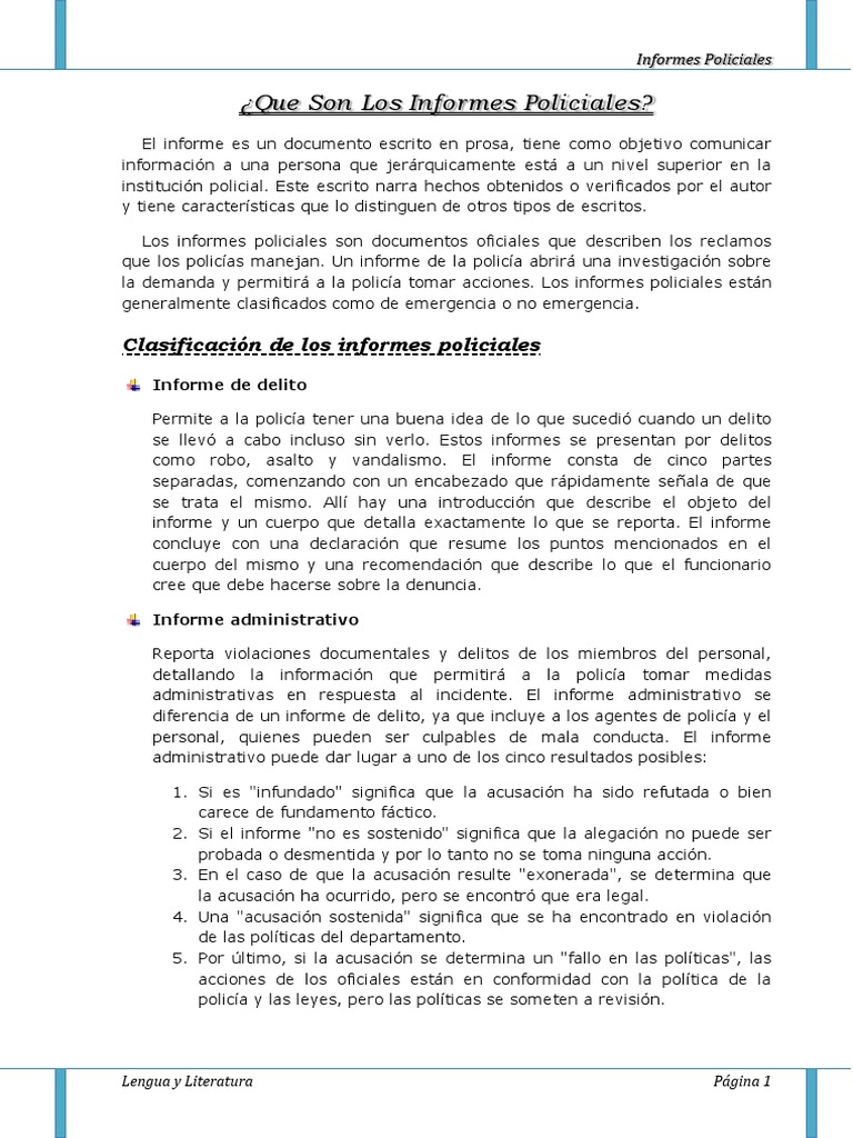 INFORMES POLICIALES